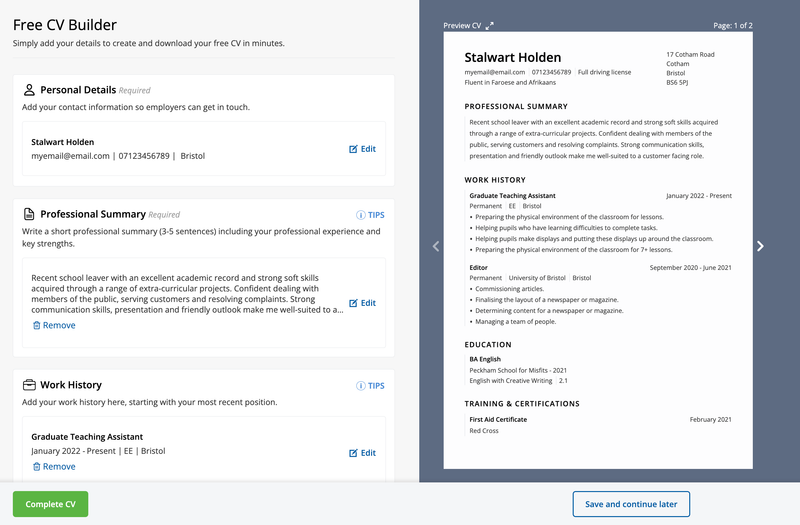 Best CV Builders for UK Jobs (Free and Paid)