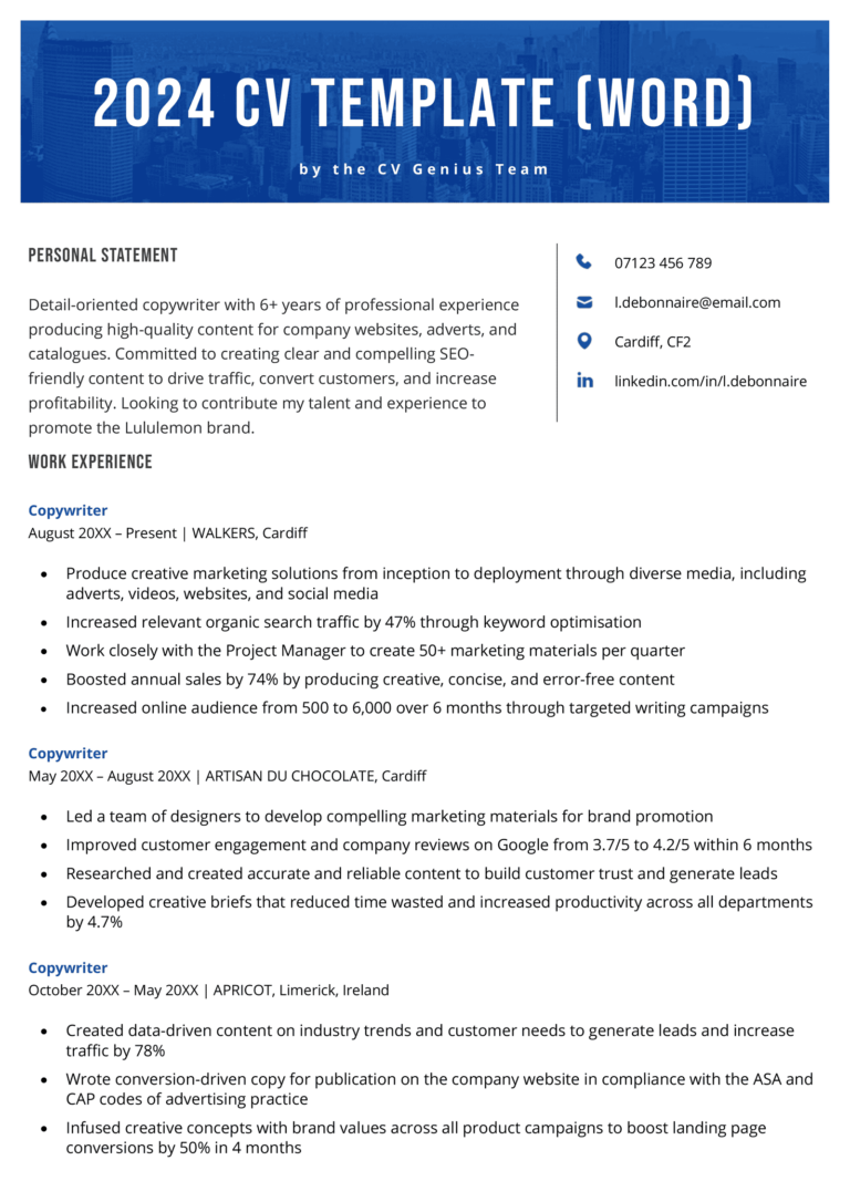 20 Free Downloadable CV Templates for Microsoft Word