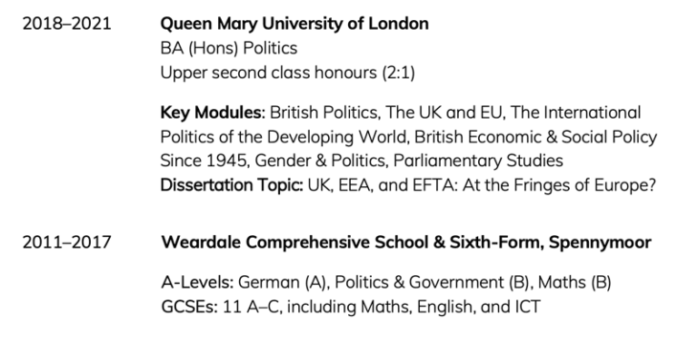 How to List Qualifications in Your CV’s Education Section