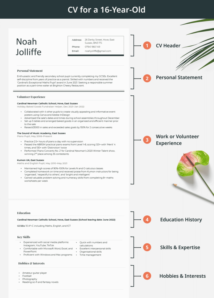 CV for a 16-year-old: Template, Examples, & How to Write