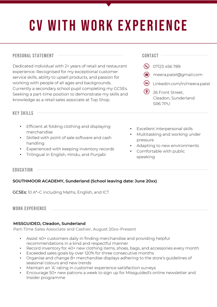 CV for a 16-Year-Old: Template, Examples &How to Write - CV Genius