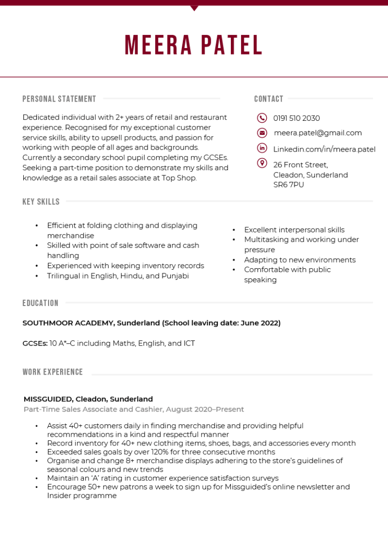 CV for a 16-Year-Old: Template, Examples &How to Write - CV Genius