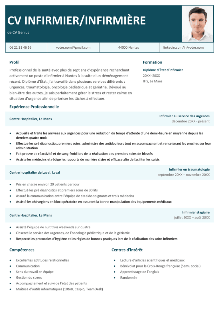 CV infirmier/infirmière - Modèle et exemple