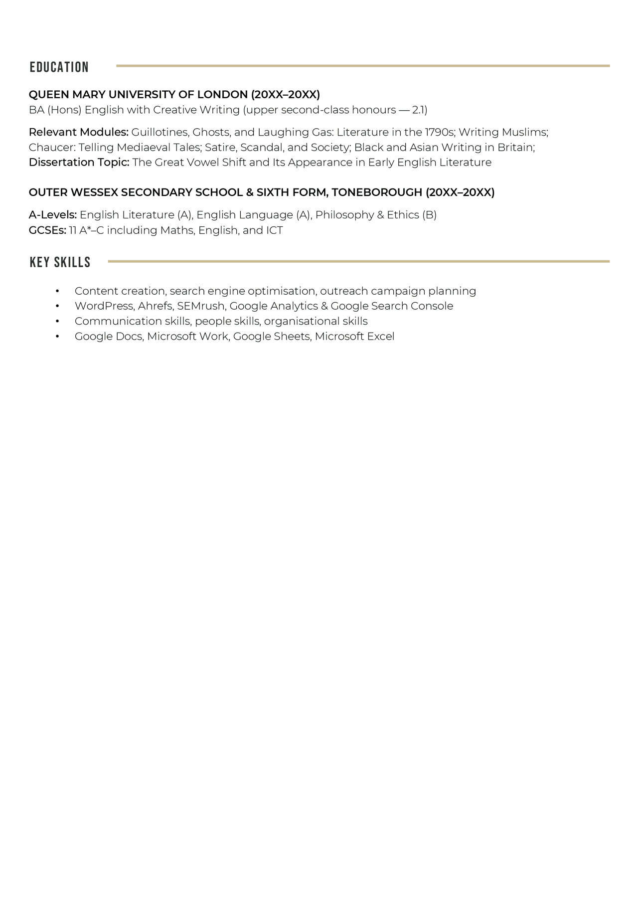 Marketing CV Example, Template, and Writing Guide