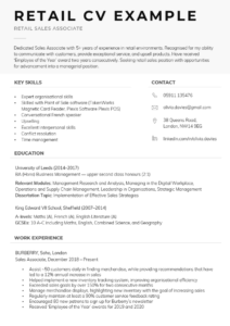 Retail CV Example: Template For Sales Assistants - CV Genius