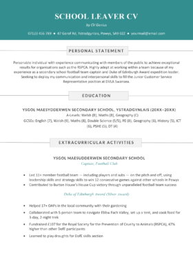 School Leaver CV: Free Template & Examples for the UK - CV Genius