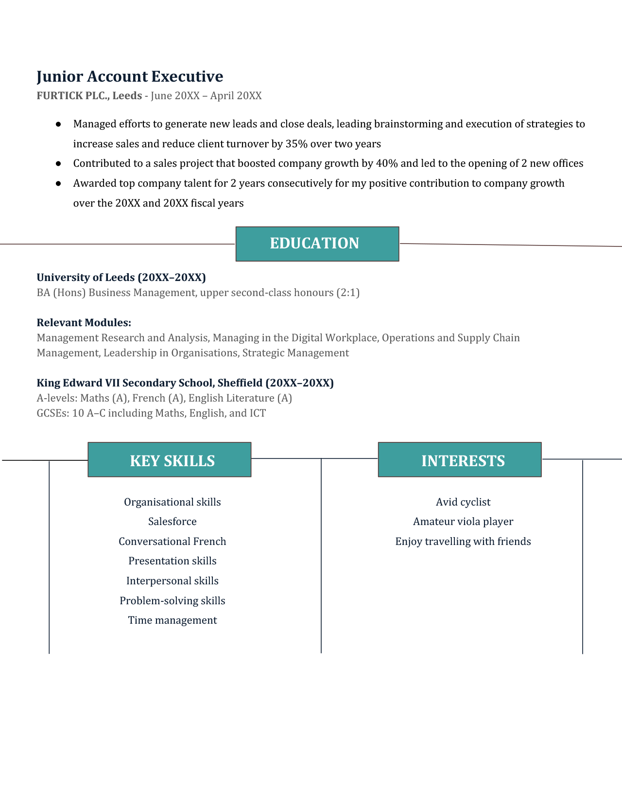Account Executive CV Example, Template, & Skills to Include