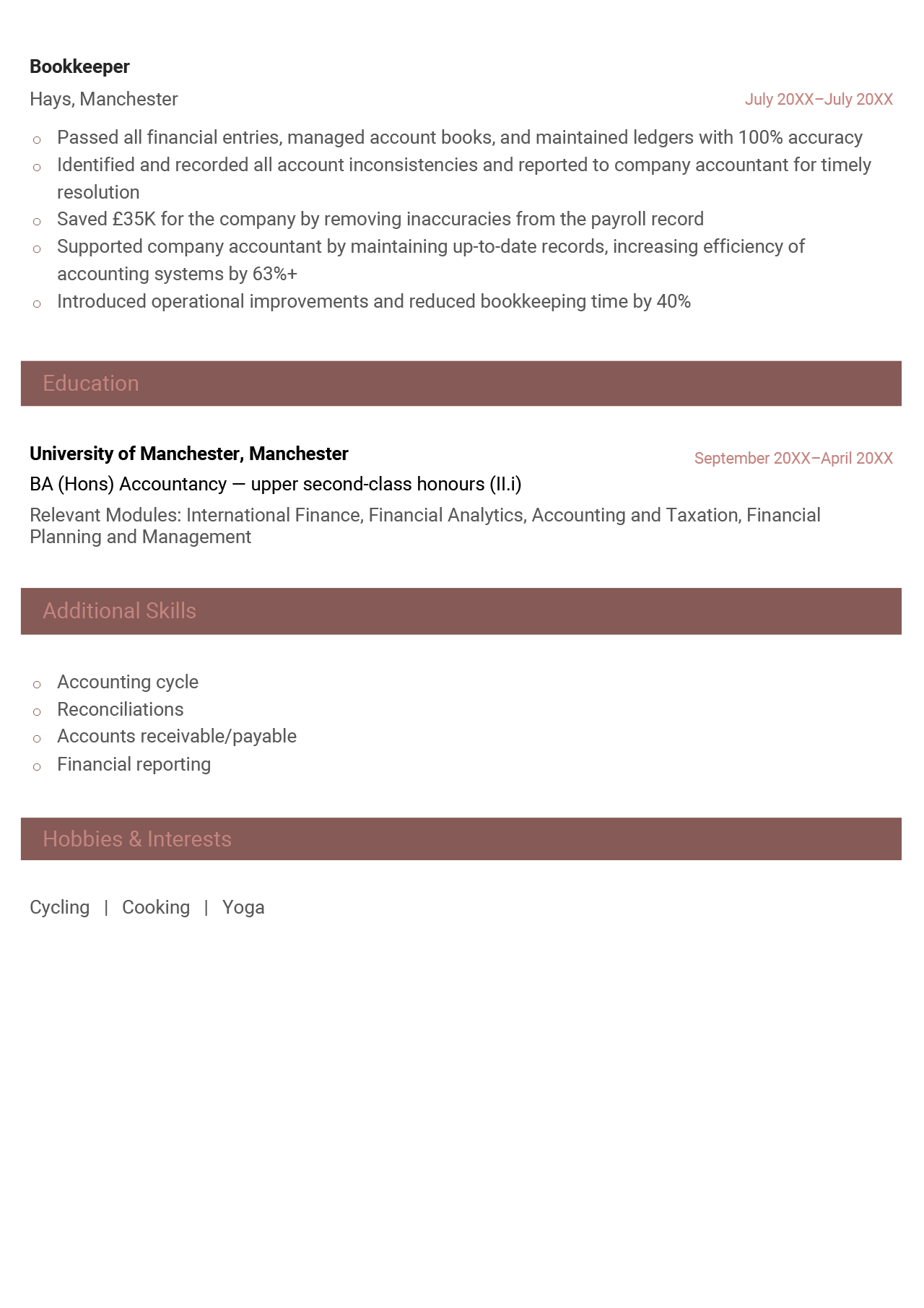 Accountancy CV Example, Template, & Writing Guide for 2024