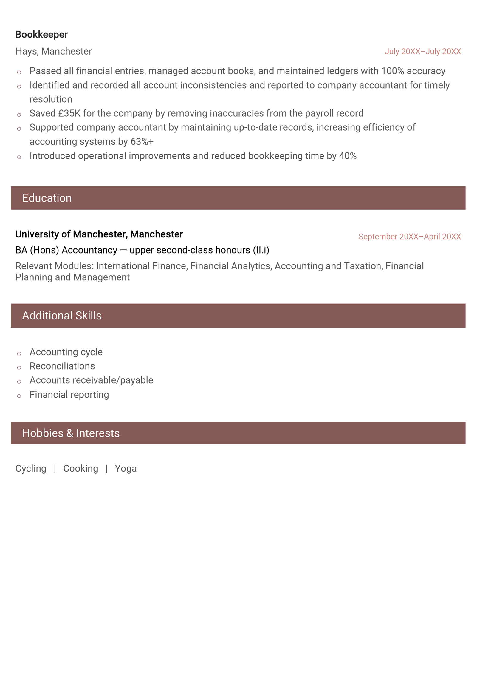 Accountant CV Example, Template, & Writing Guide