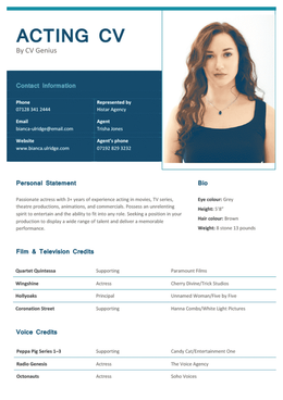 Acting CV Template Tips Free Download