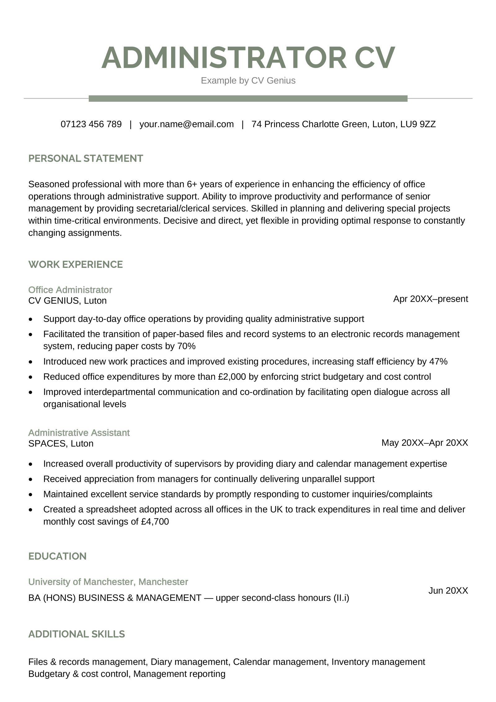 Administrative Writing Samples Templates