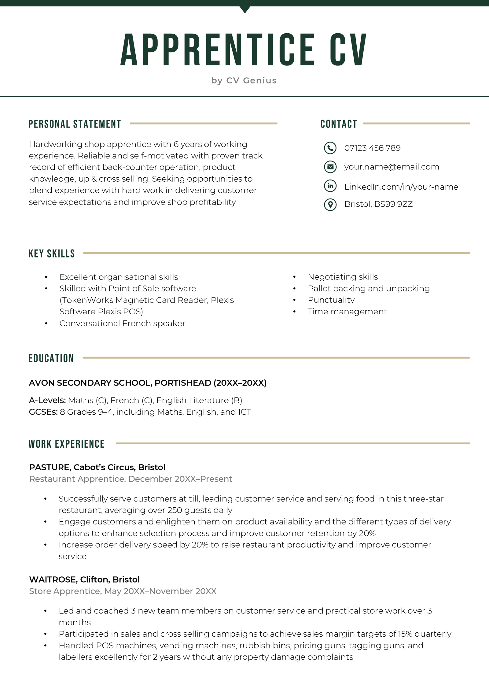 Apprenticeship CV Example Step by Step Writing Guide
