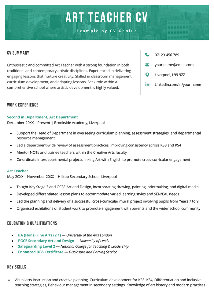 11 Teacher CV Examples, Free Template, & Writing Guide