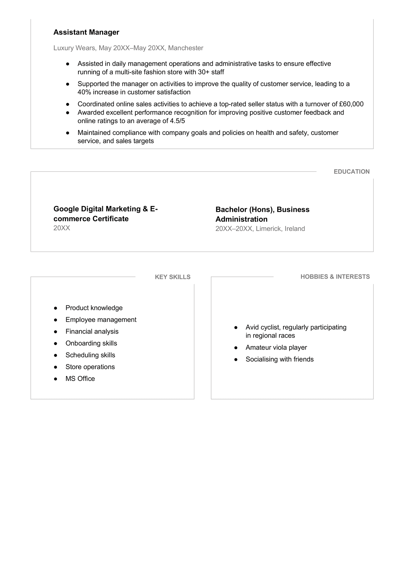 Assistant Manager CV: Example & Template (Free Download)