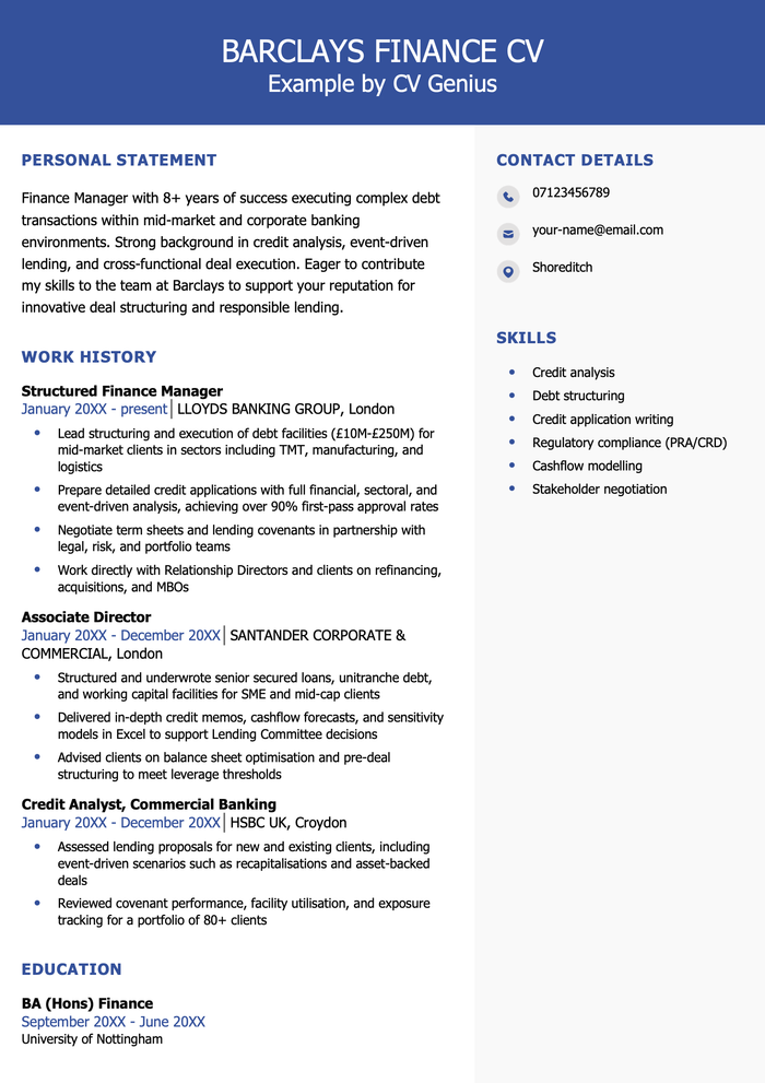 17 Finance CV Examples, Free Template, & Guide for 2026