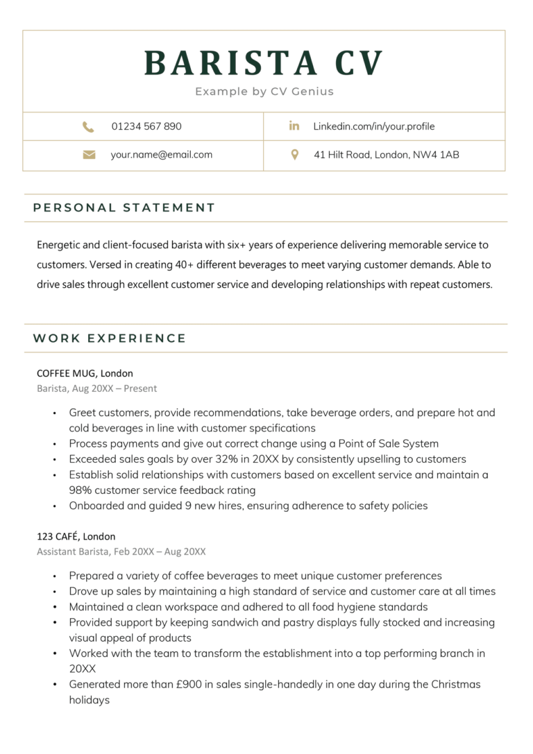 Barista CV: Example + Expert Writing Tips Barista CV: Example + Expert Writing Tips