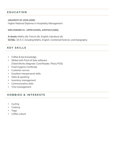 Barista CV Examples & Writing Tips