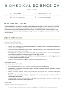Biomedical Science CV - Example, Free Template, & 14+ Skills