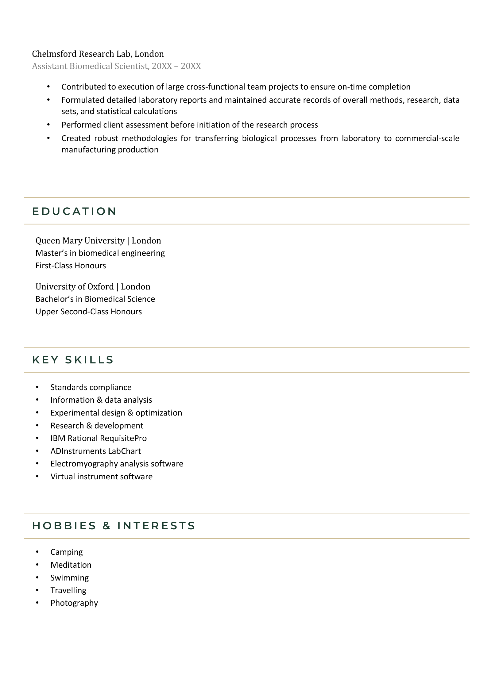 Biomedical Science CV Example (Free Download) & Writing Tips