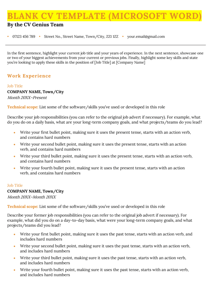 Download Your Free CV Template for Word Now (39+ Options)