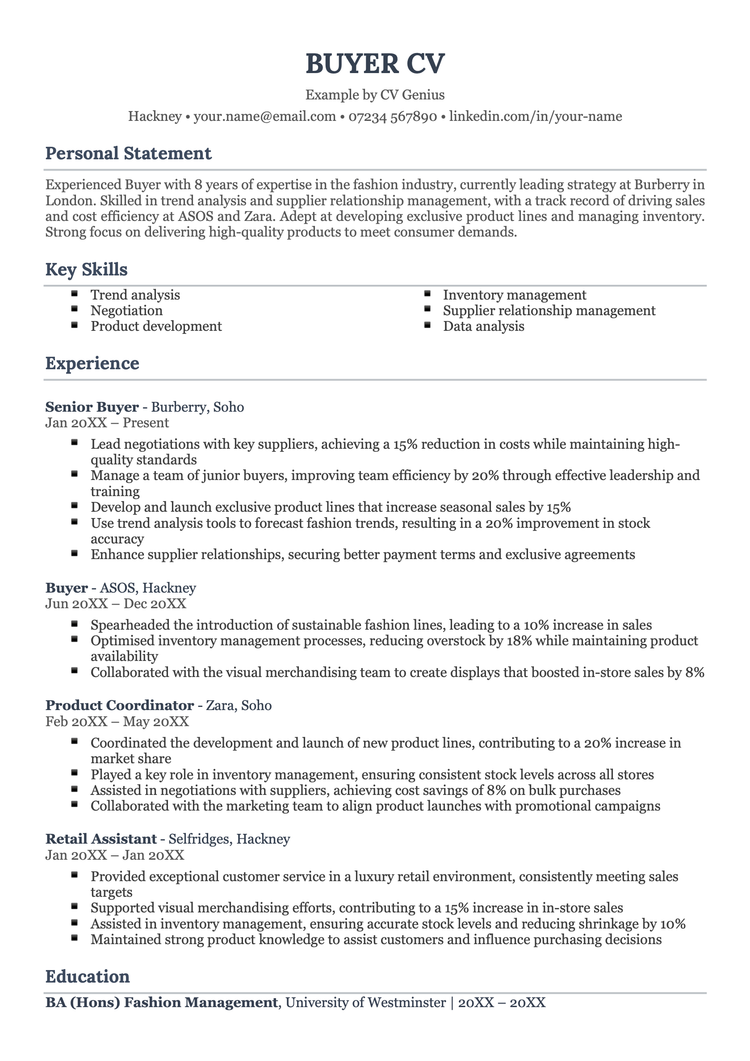 Buyer CV: Examples, Template, & Writing Tips