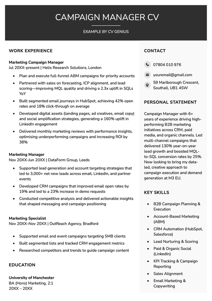 8 Marketing CV Examples for 2026