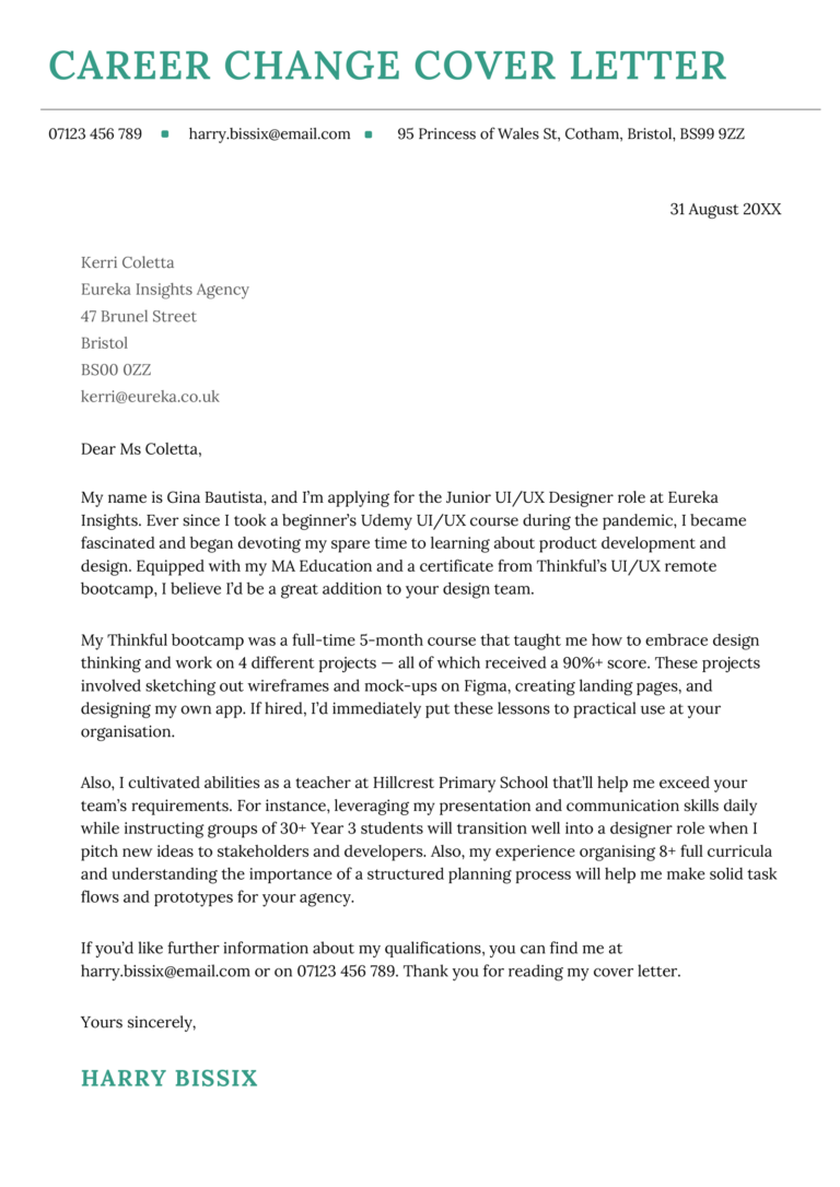 Career Change Cover Letter - Examples, Template, & Advice Career Change Cover Letter - Examples, Template, & Advice