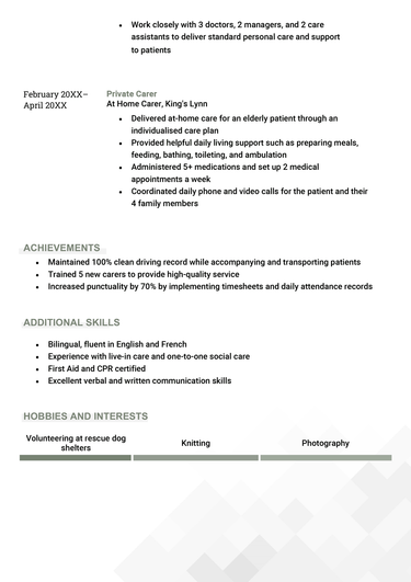 Carer CV Example & Writing Guide for 2025