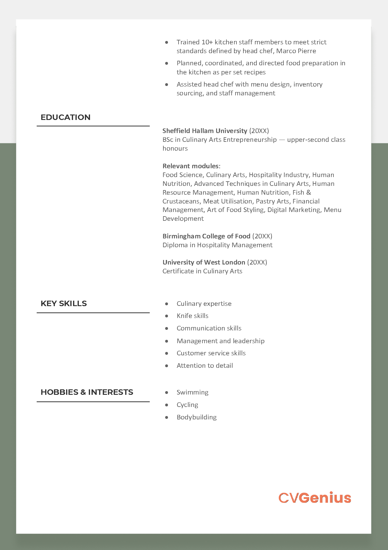 3 Chef CV Examples & Writing Guide for 2025