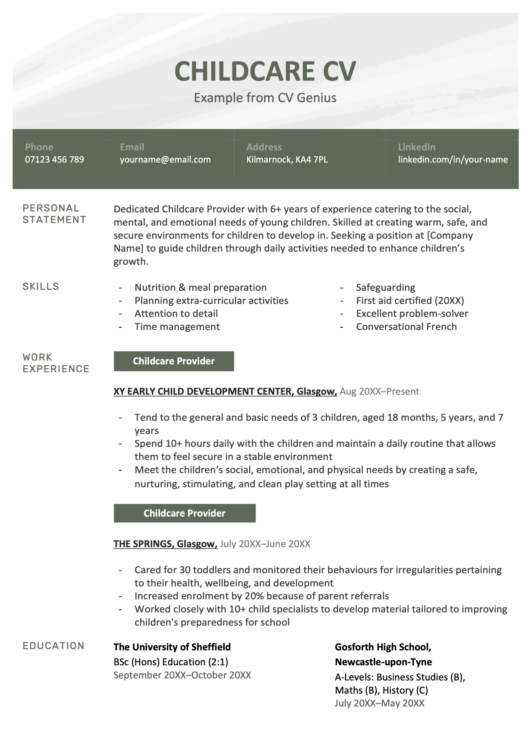 3 Childcare CV Examples, Template, & Writing Guide for 2026