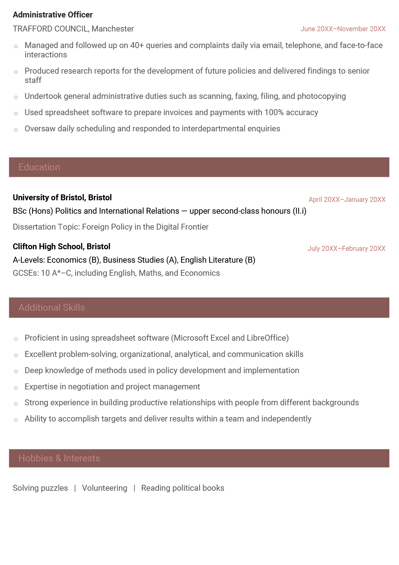 Civil Service CV Example, Free Template, & How to Write