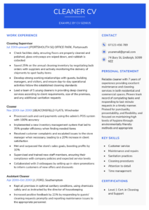 Cleaner CV - Example, Free Template, & How to Write
