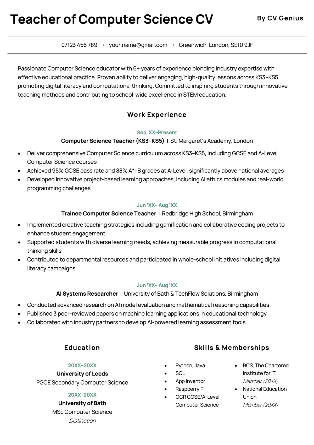 2 Computer Science CV Examples (Plus Free Template & Tips)