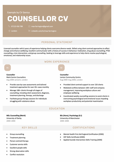 Counsellor CV Example & Writing Tips for 2026