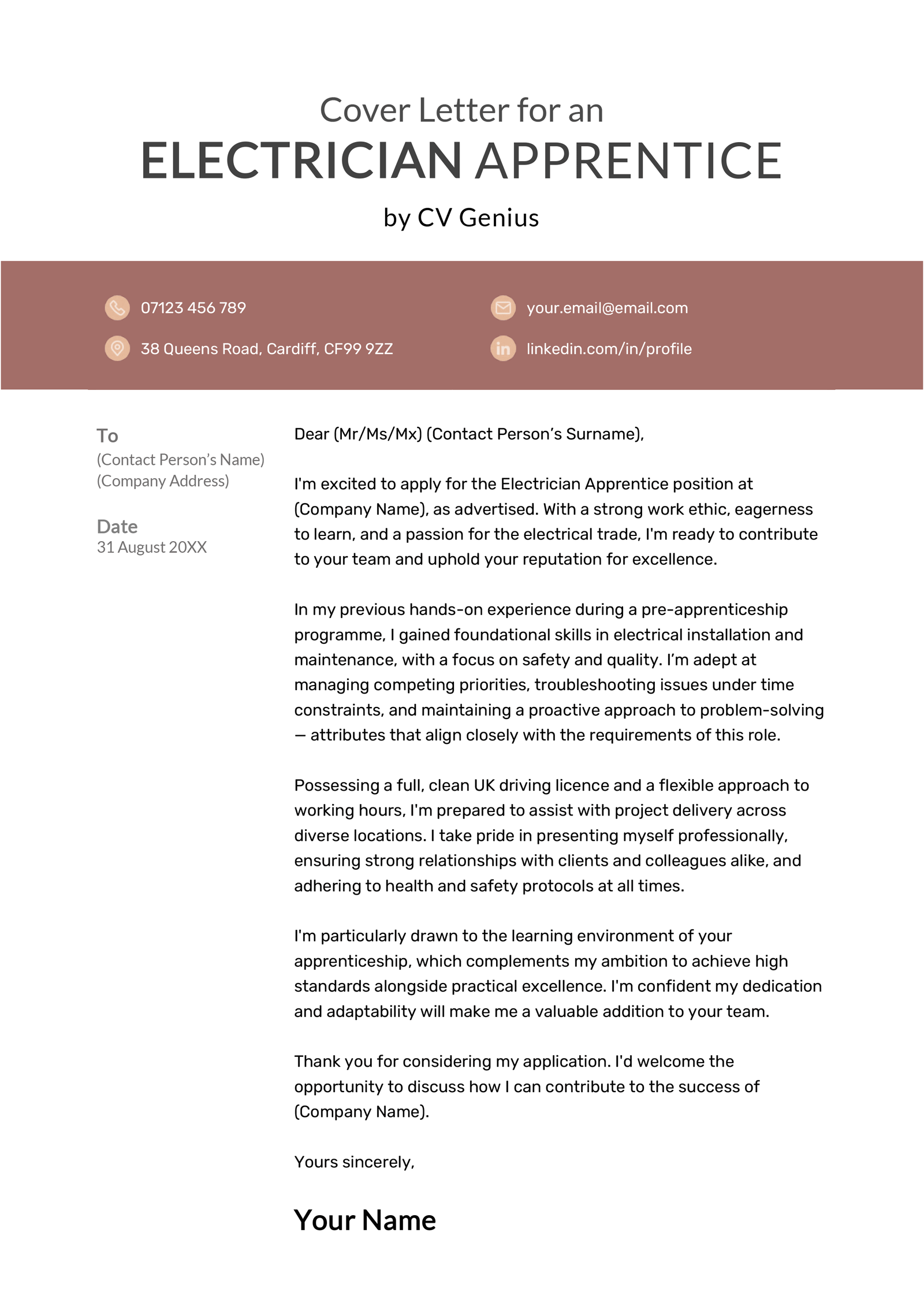 Example Cover Letter for an Electrician Apprentice & Writing Tips