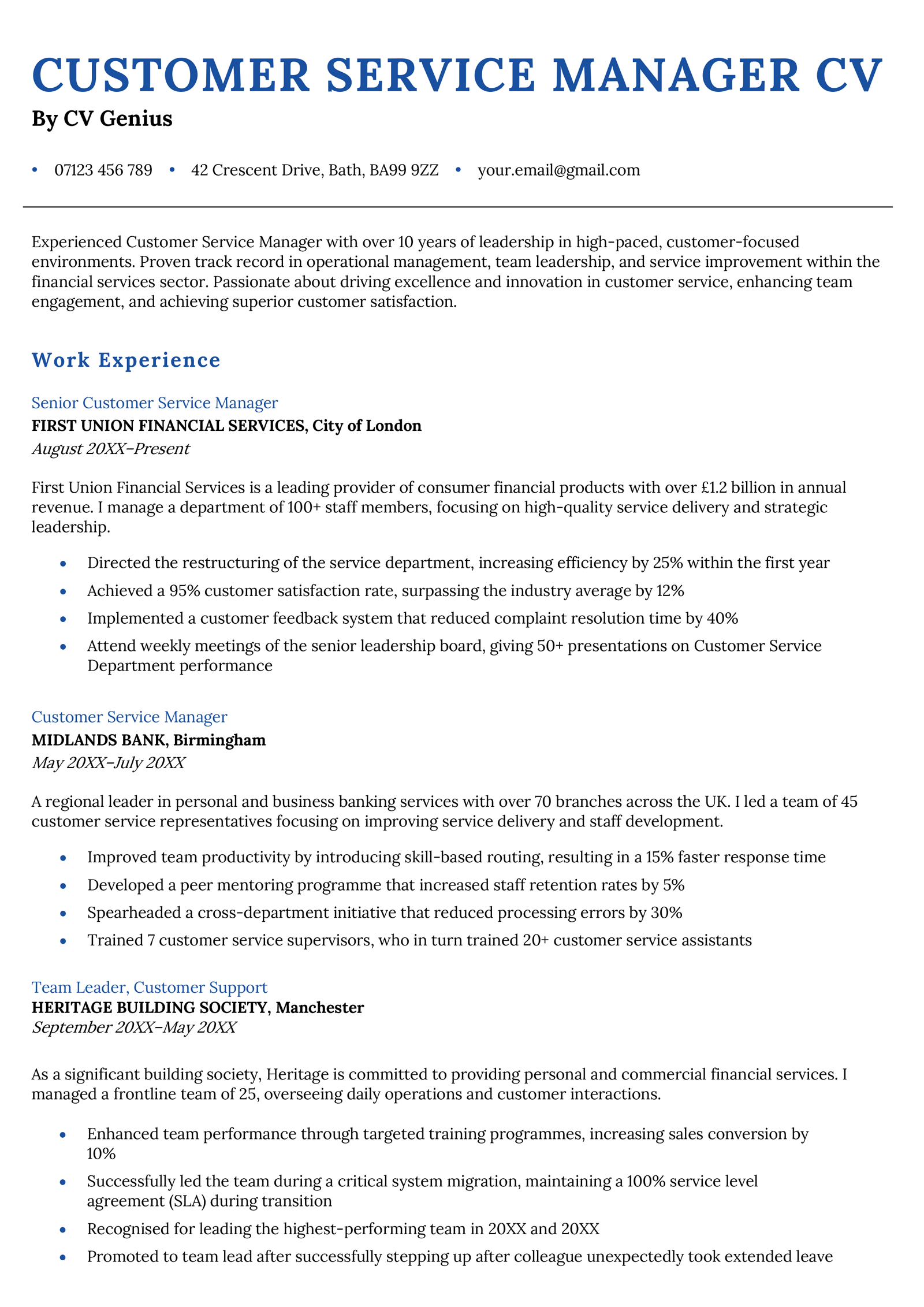 7 Customer Service CV Examples, UK Template, & Writing Tips