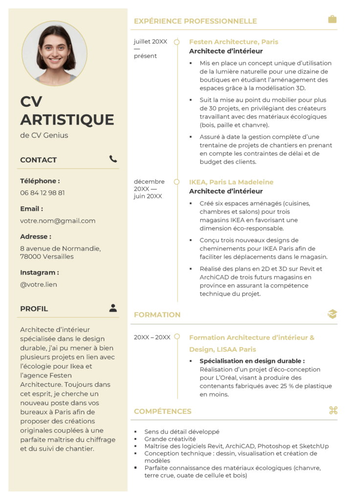 CV artistique – Exemple et modèle