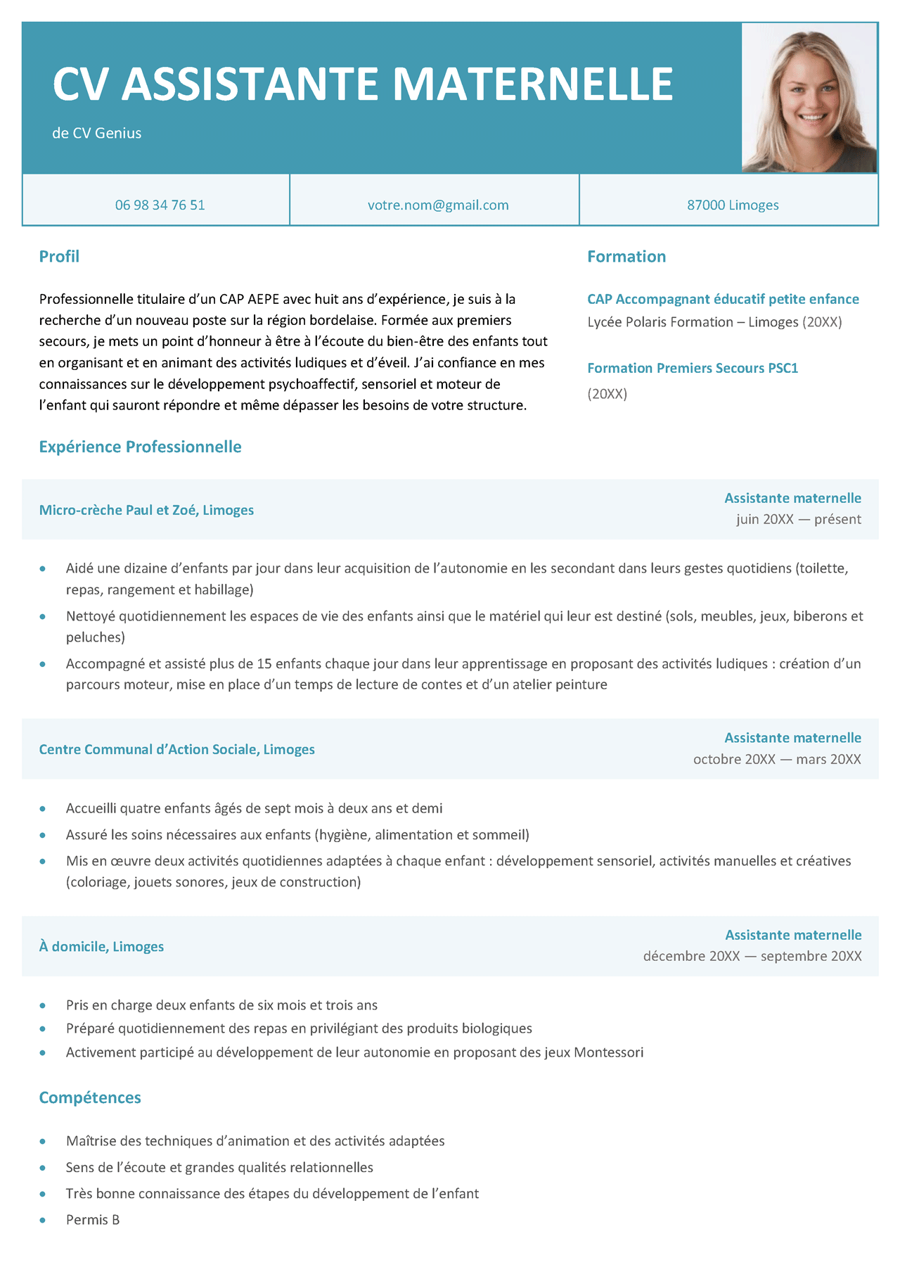 Exemple et modèle CV assistante maternelle