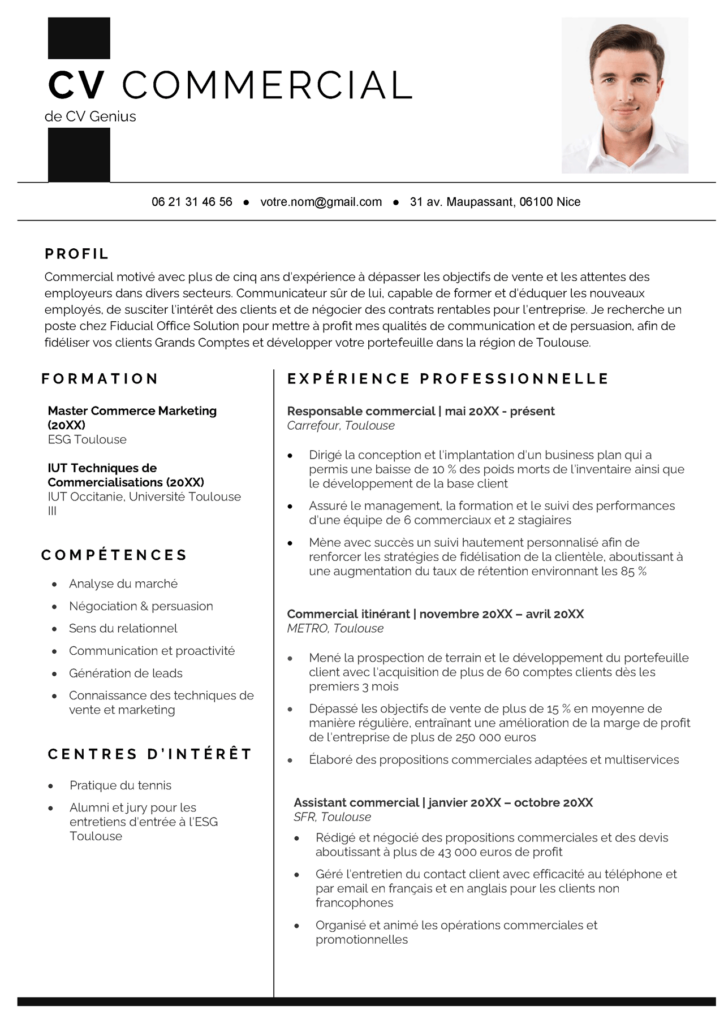 CV Commercial Mod le Et Exemple CV Commercial Mod le Et Exemple