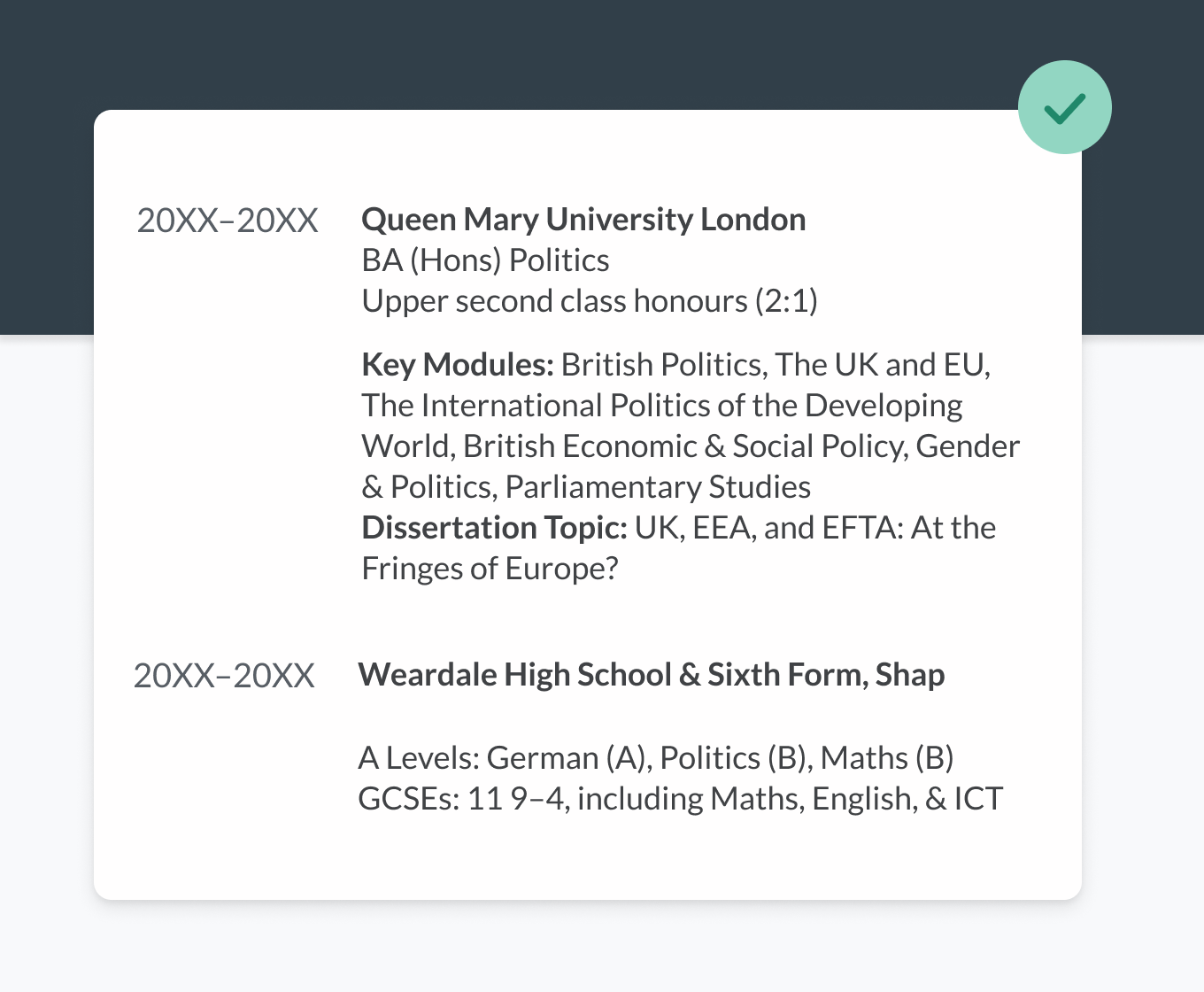 CV Education Section Examples Tips And Qualifications 