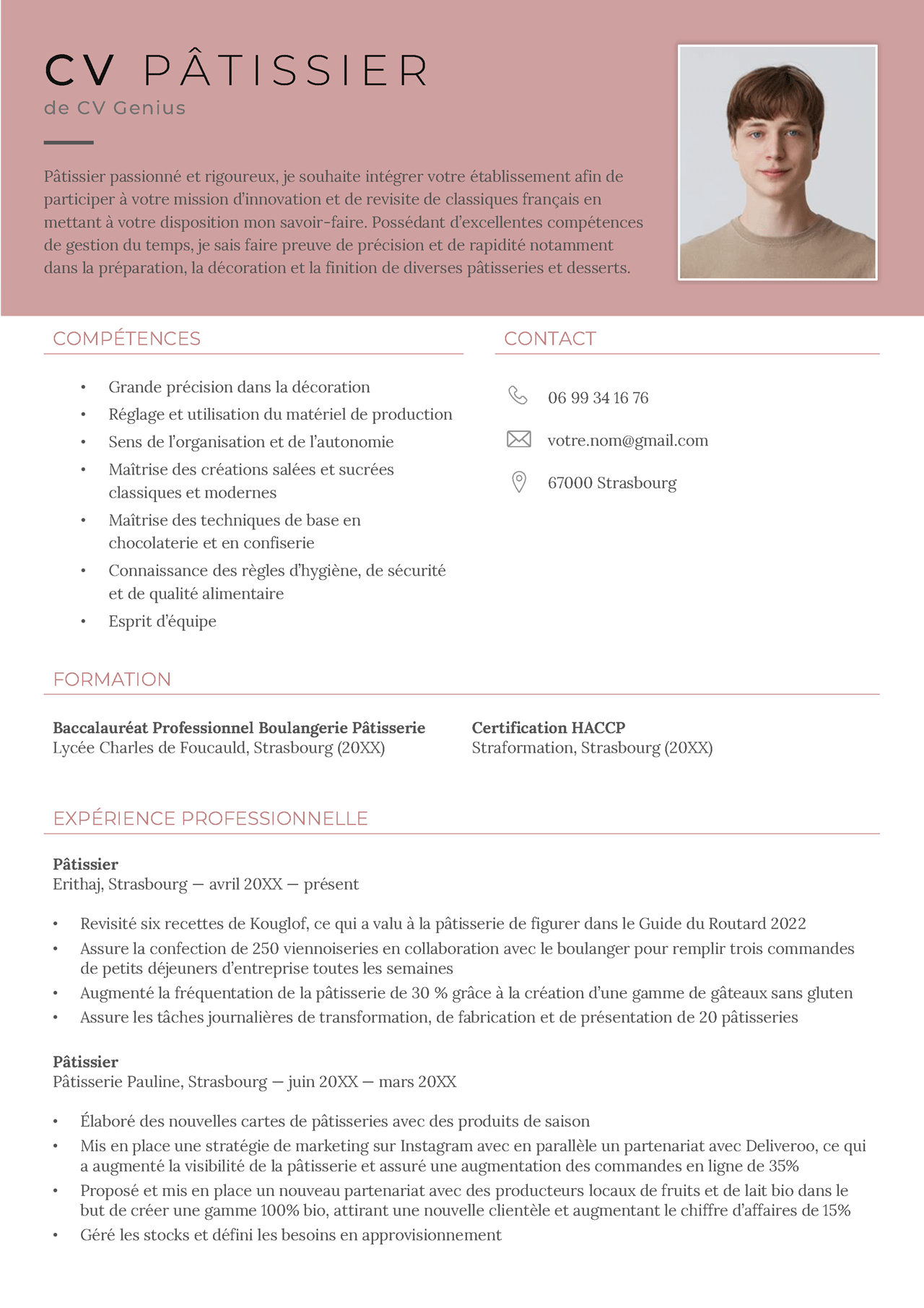 Exemples et modèle CV pâtissier + compétences recherchées