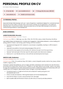 CV Personal Profile Examples + Writing Guide