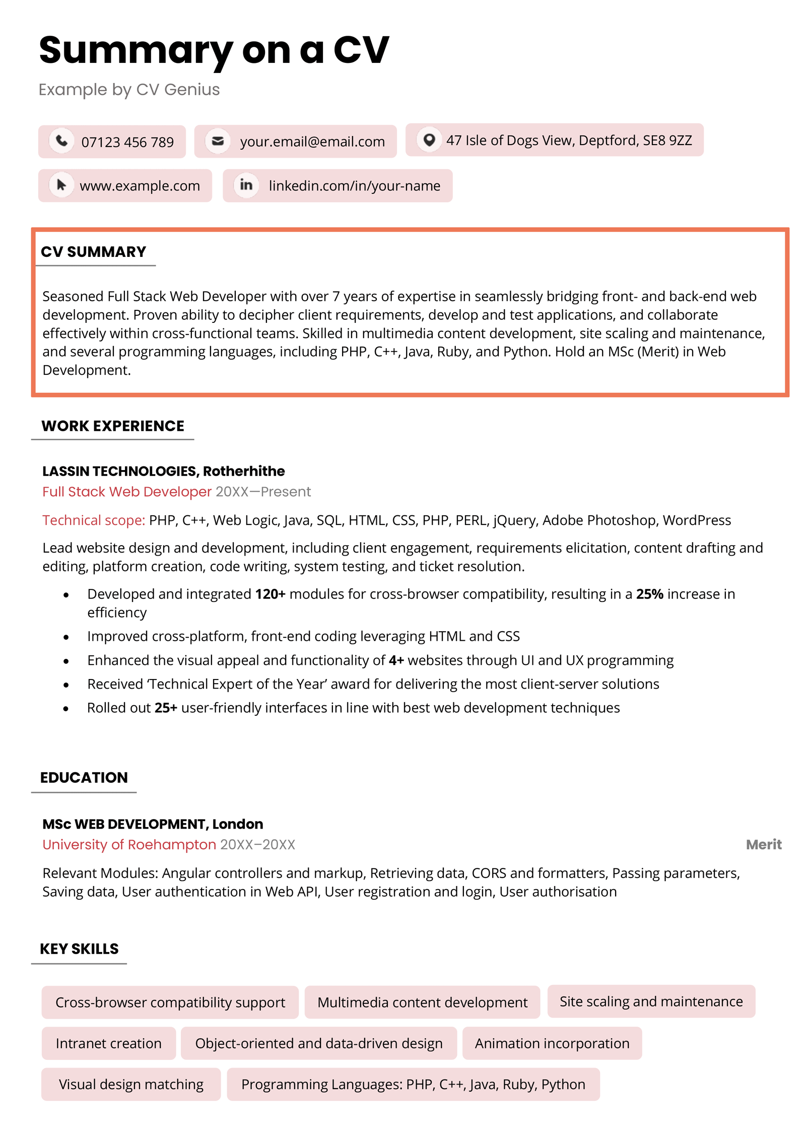 Summary for CV: Examples & How to Write