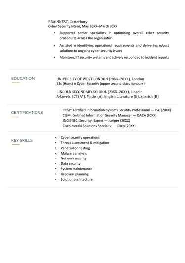 Cyber Security CV: Free Example, Template, & Guide