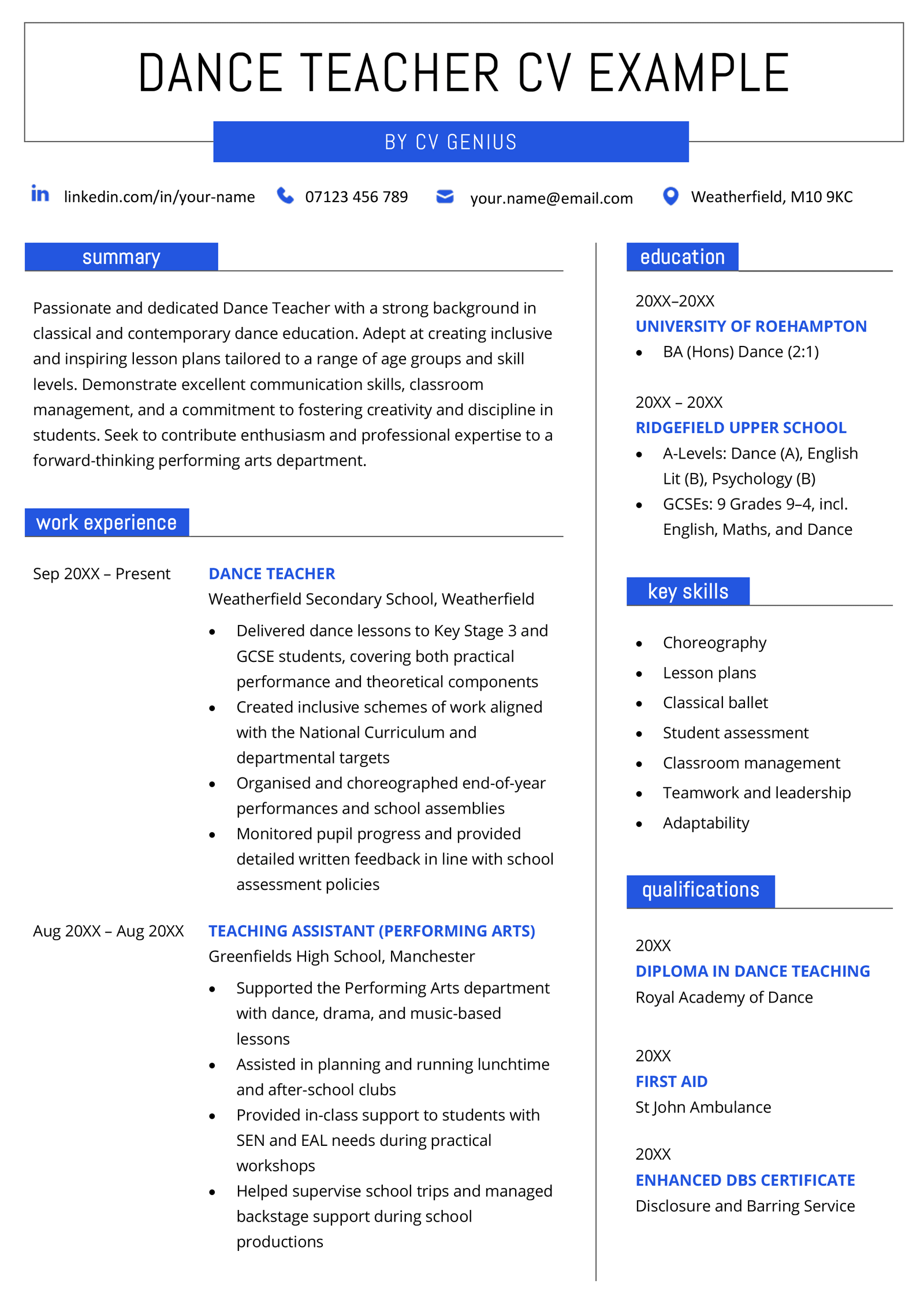 11 Teacher CV Examples, Free Template, & Writing Guide