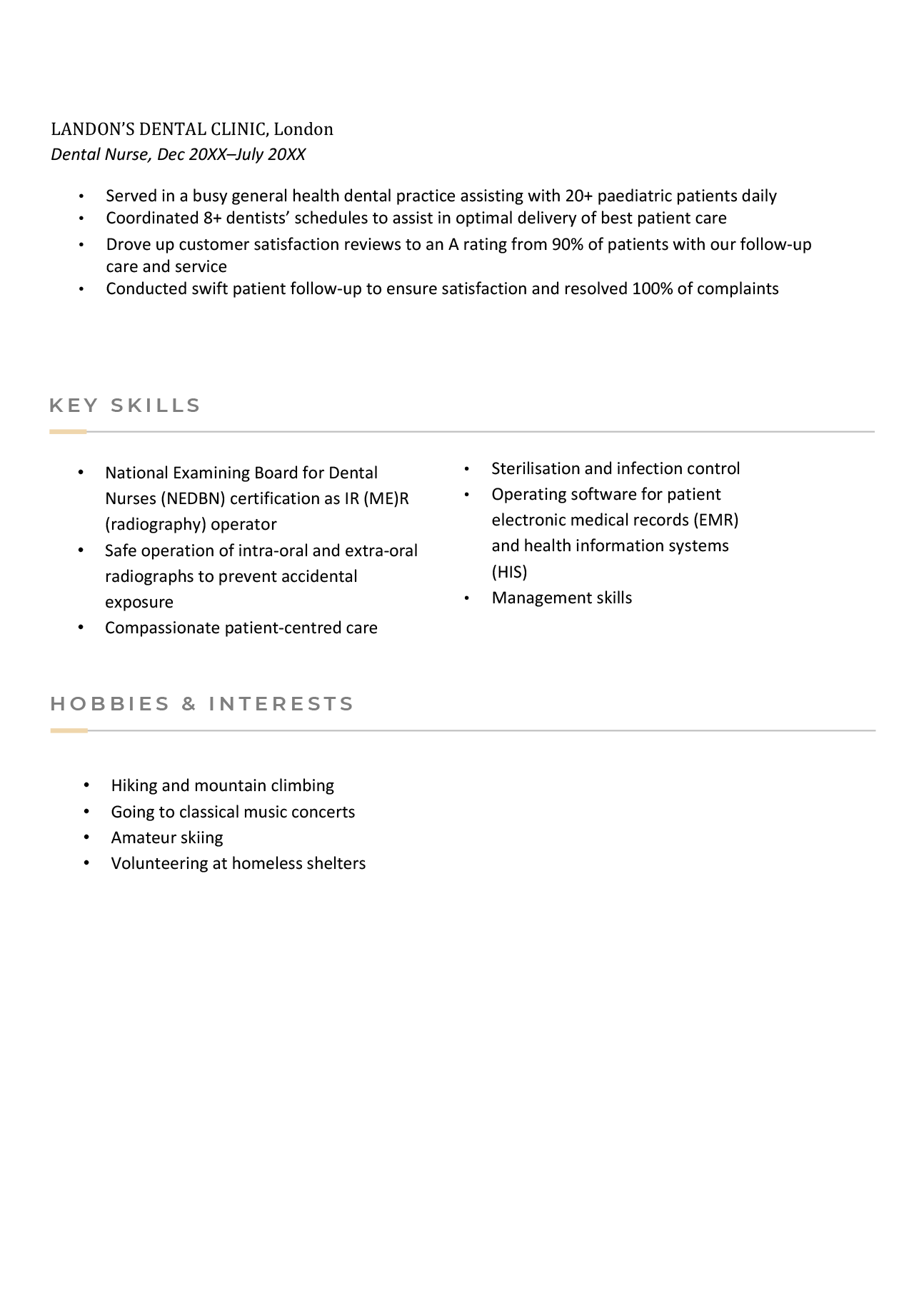 Dental Nurse CV Example, Template, & Writing Guide for 2024