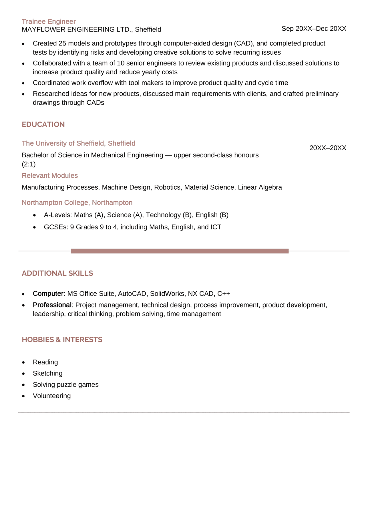 Design Engineer CV: Example and Full Writing Guide