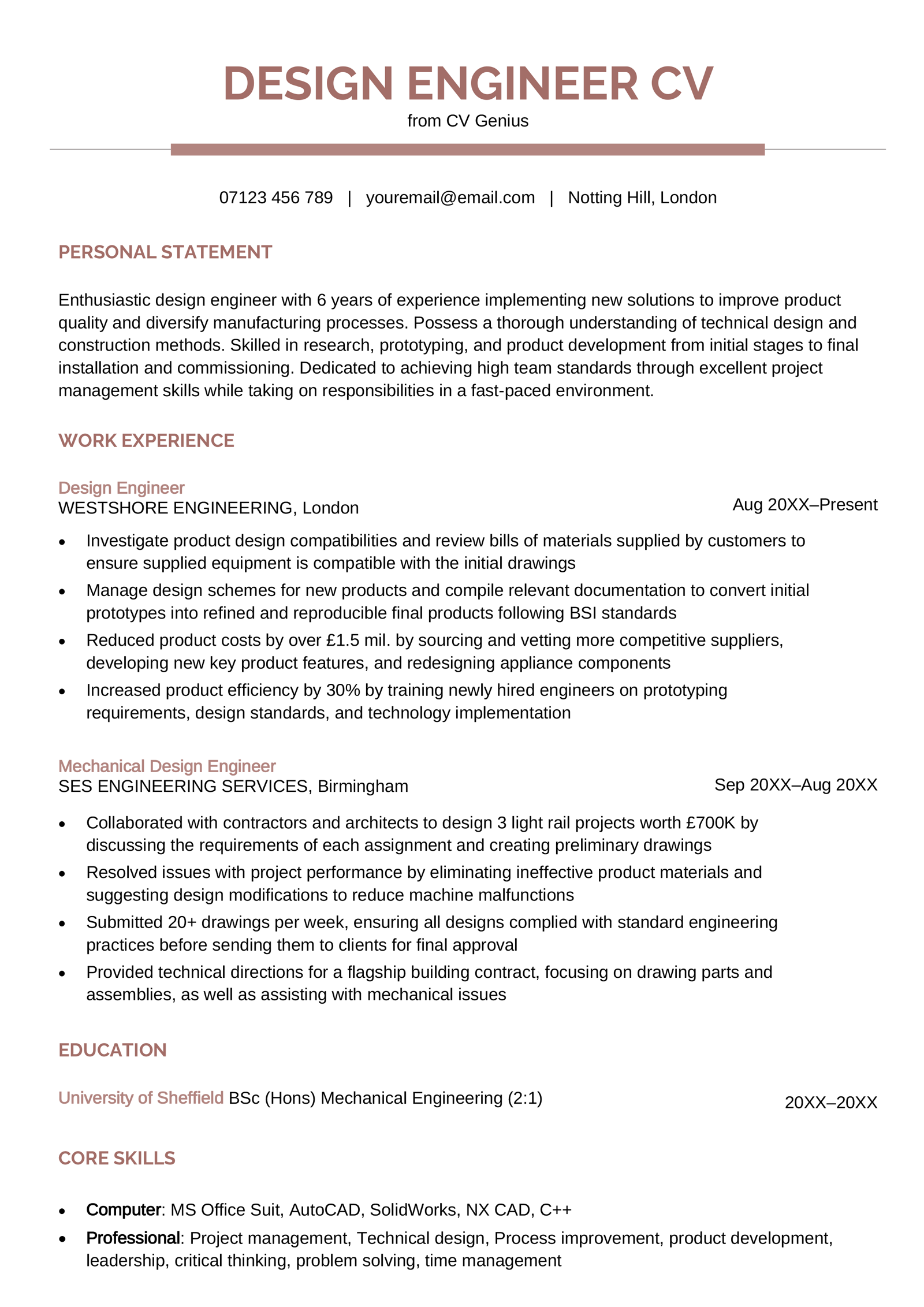 Design Engineer CV - Example & 20+ Skills to List