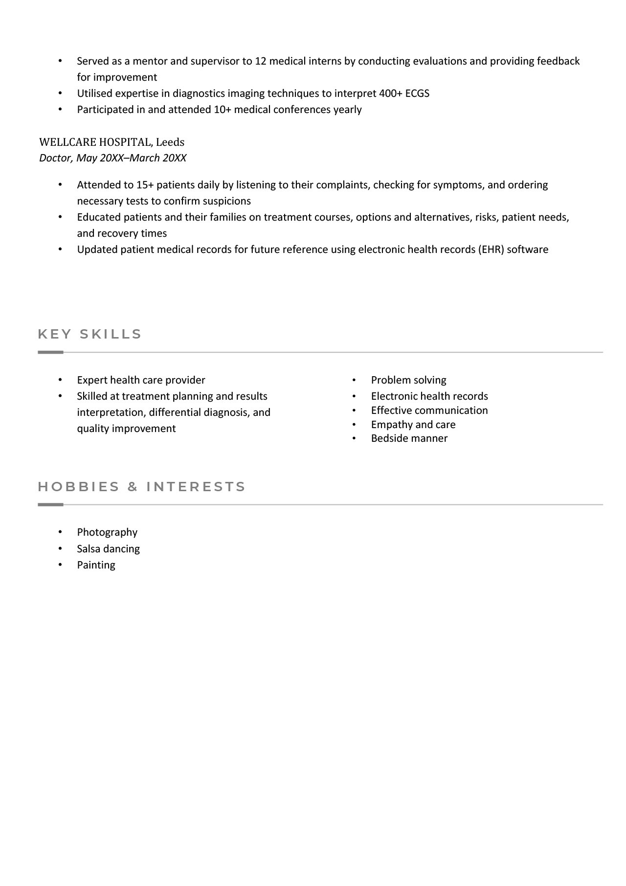 Doctor CV Example, Template, & Writing Guide for 2024