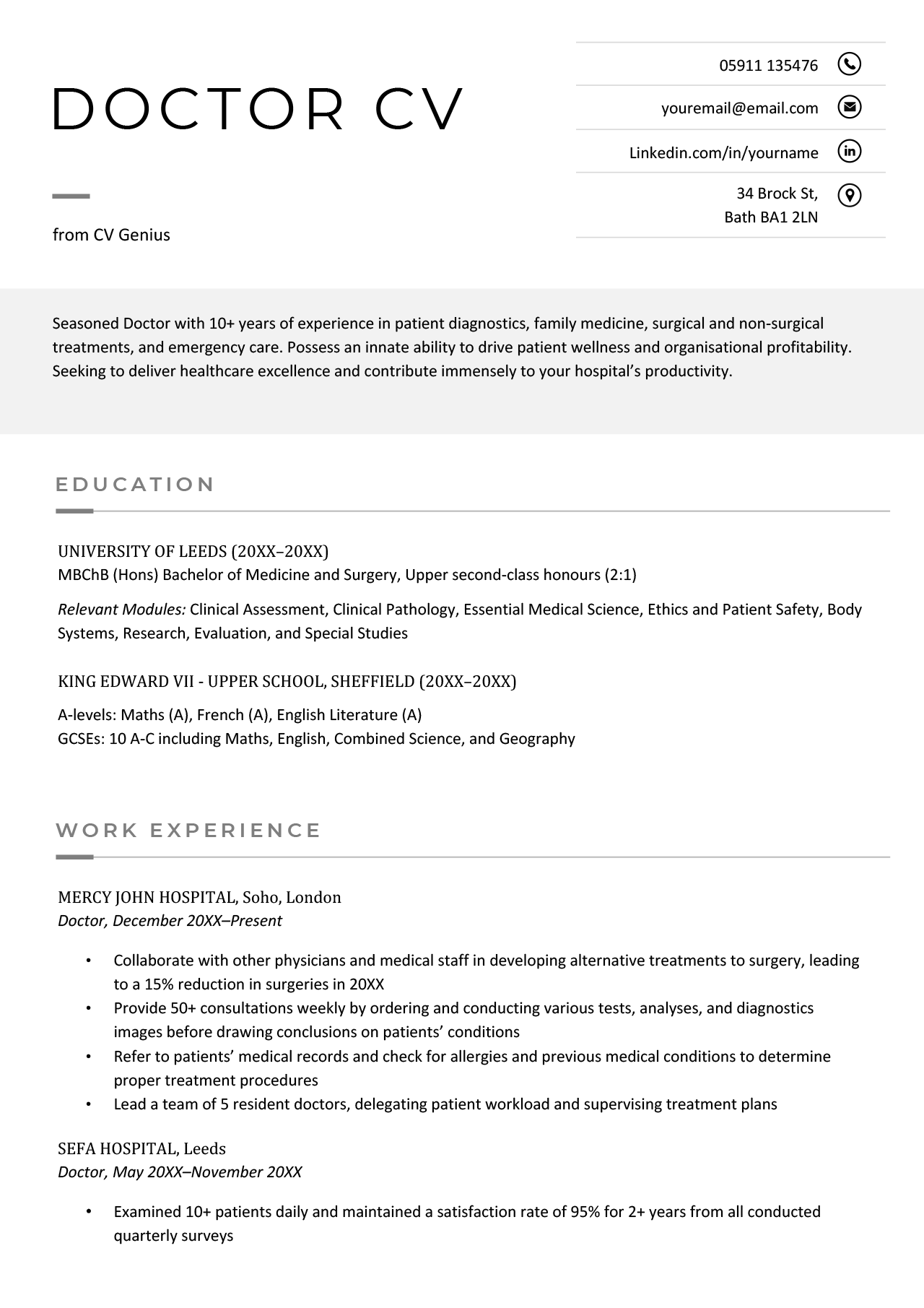 Doctor CV Examples, Template, & Writing Guide